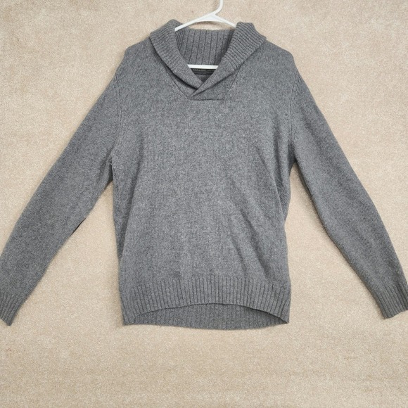 Zara | Sweaters | Zara Man Basic Collection Gray Collared Elbow Patch ...
